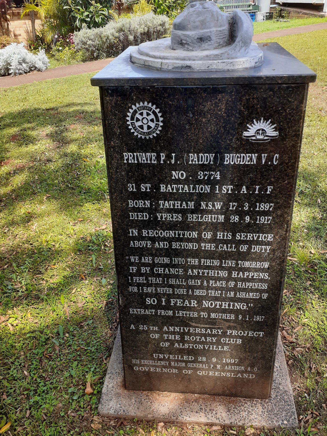 Visit to Alstonville – Home of Paddy Bugden VC - 31st Infantry ...
